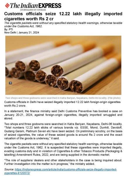 Illegal Cigarette Seizures - TIIOnline