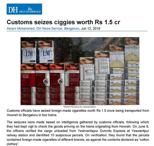 Spurt in Illegal Cigarette Seizures in India